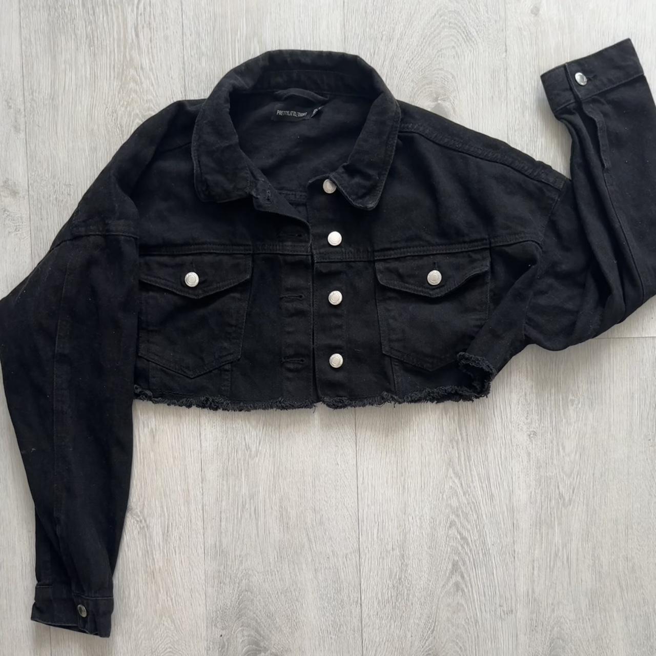 pretty little thing - denim cropped jacket - Depop