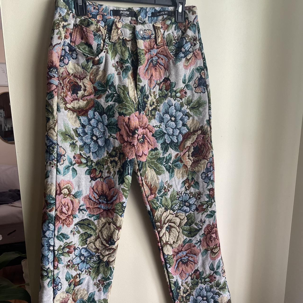 Jaded London Floral curtain pants Baggy Skate... - Depop