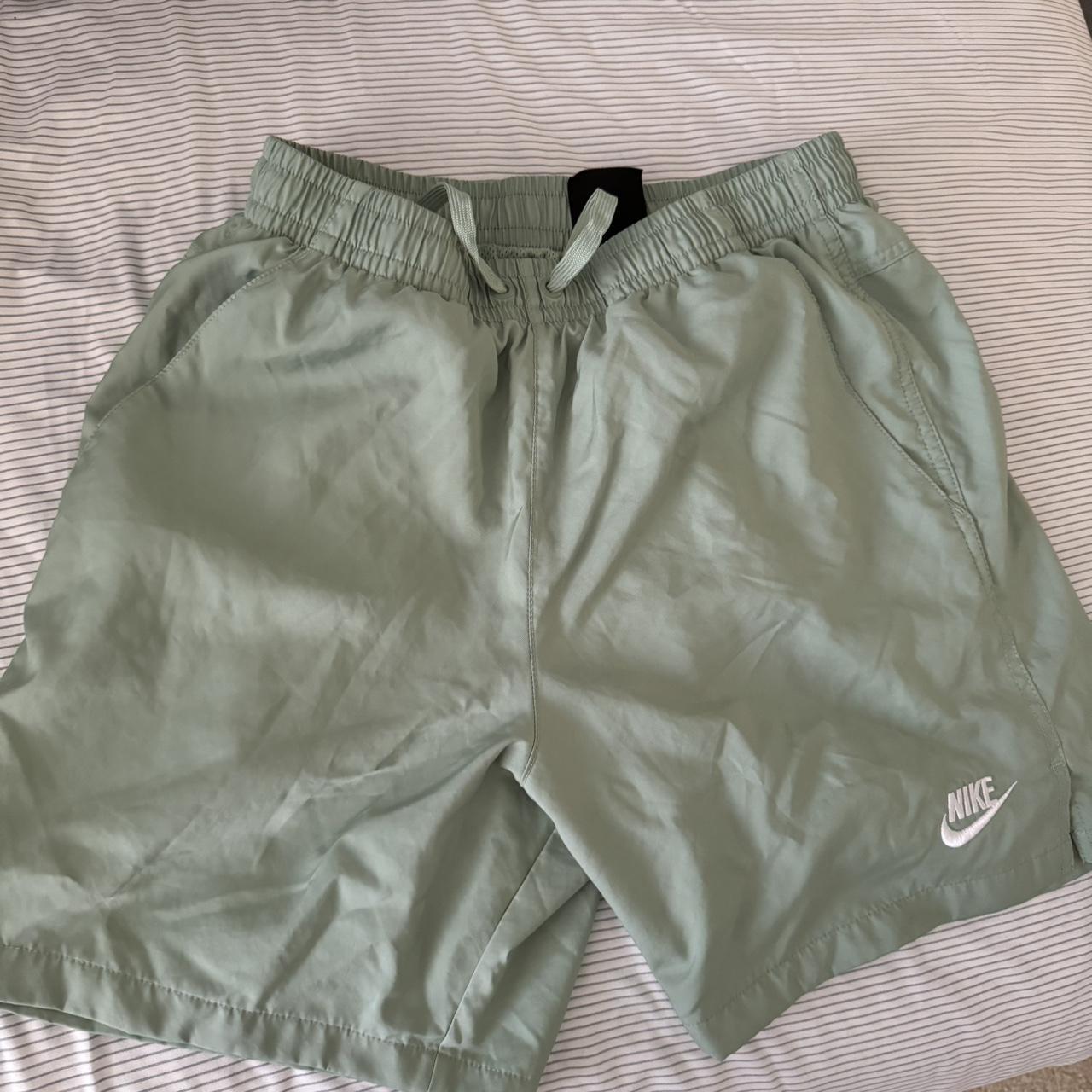 Nike woven sage green shorts with pockets #summer... - Depop