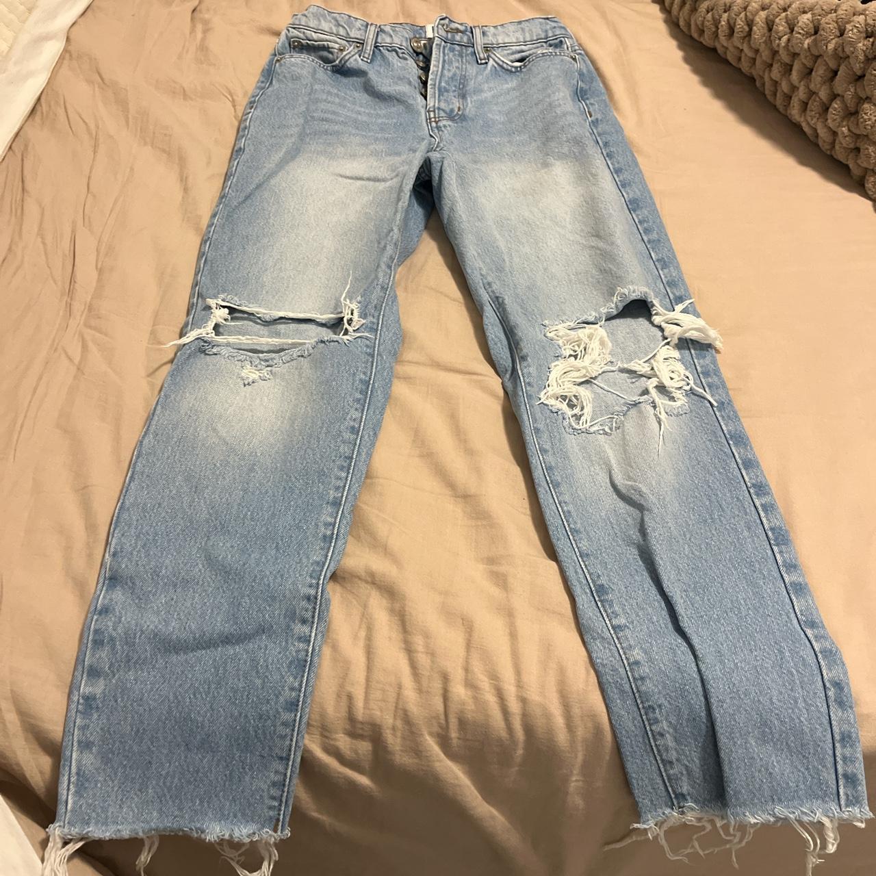 Slim Straight BDG jeans with rips in the knees - Depop