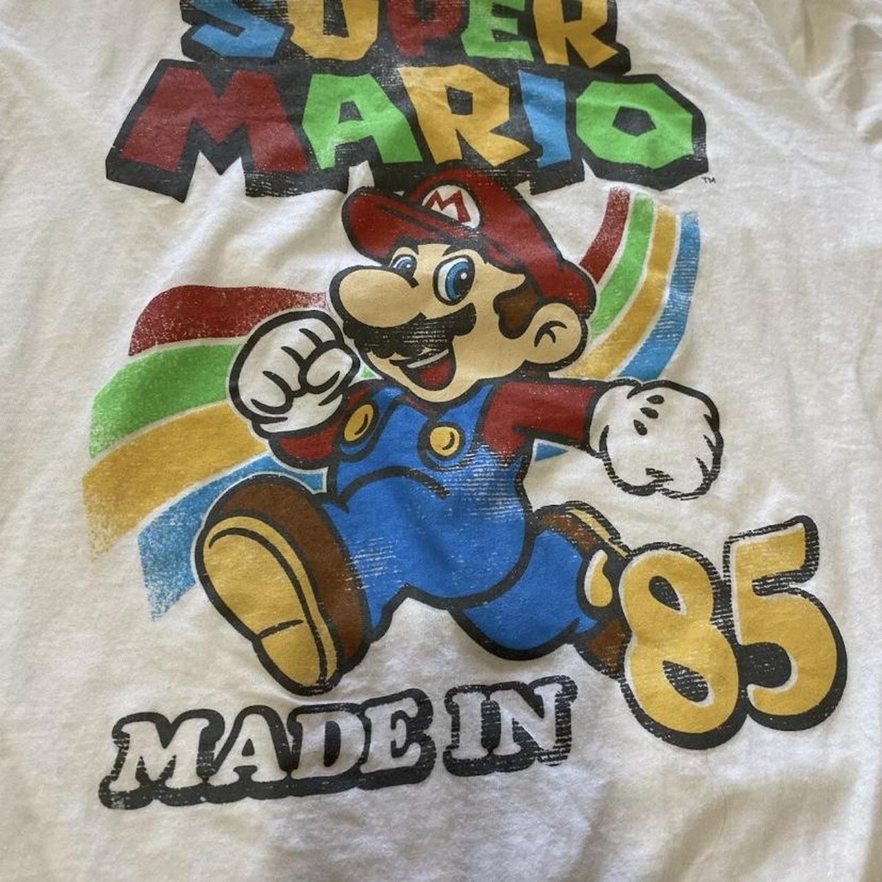 Super Mario Made In 85 White Tshirt Mens Size L - Depop