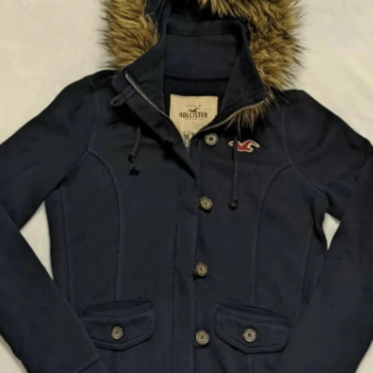 Hollister Jacket Women's M Blue Solid Full Zip... - Depop