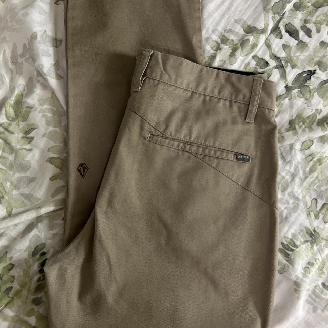 Men's Beige Volcom Pants, amazing condition lightly... - Depop