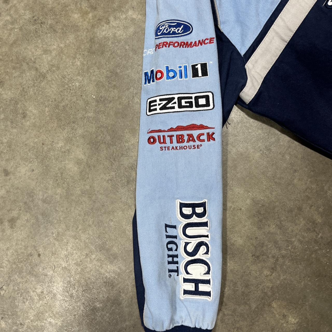 Busch Light NASCAR Racing Jacket - Light Blue Sick... - Depop