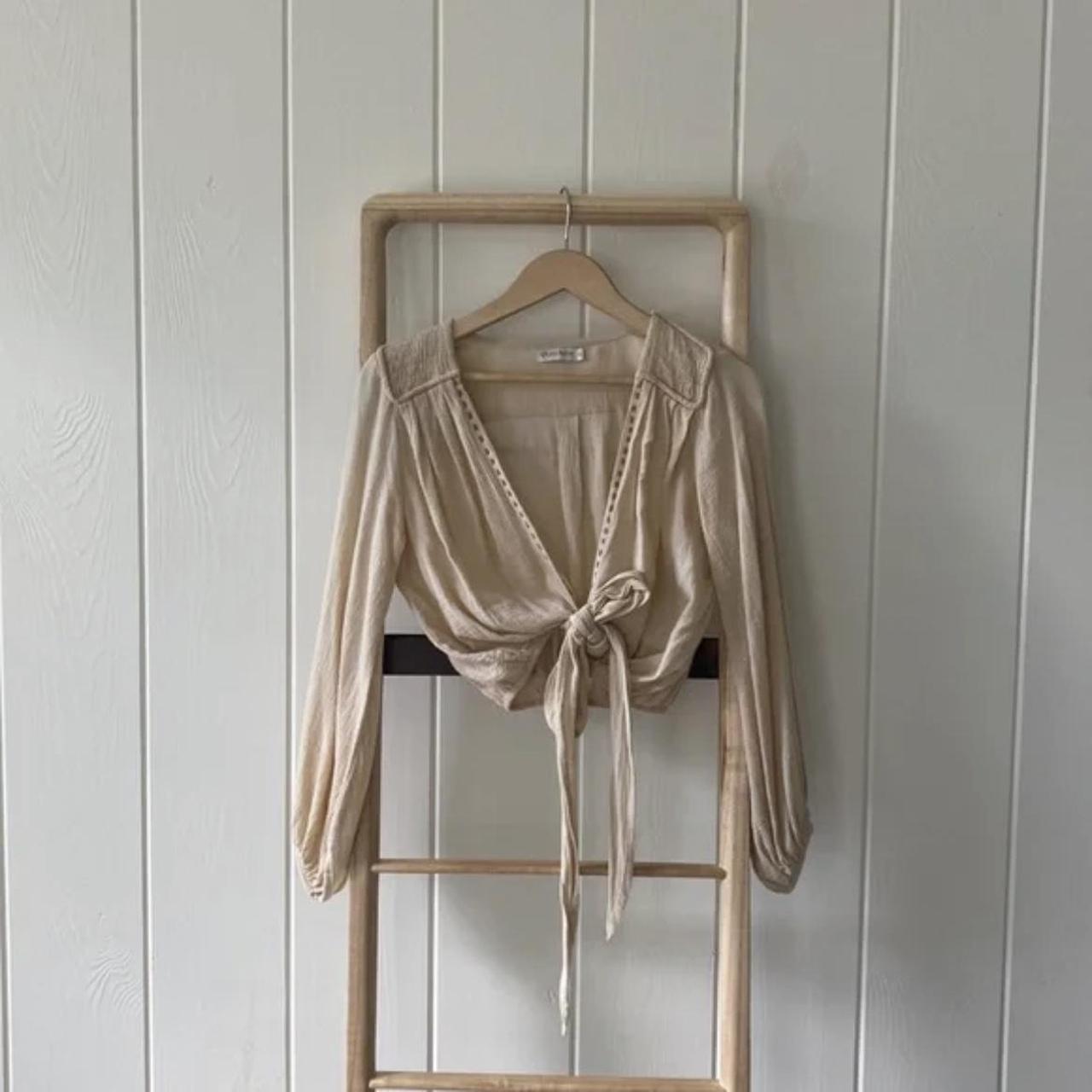 Golden Brown the Label Crop Wrap top bear fit approx... - Depop