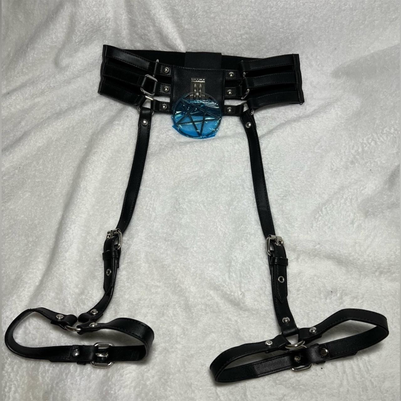 Killstar pentagram Black leather harness with metal... - Depop