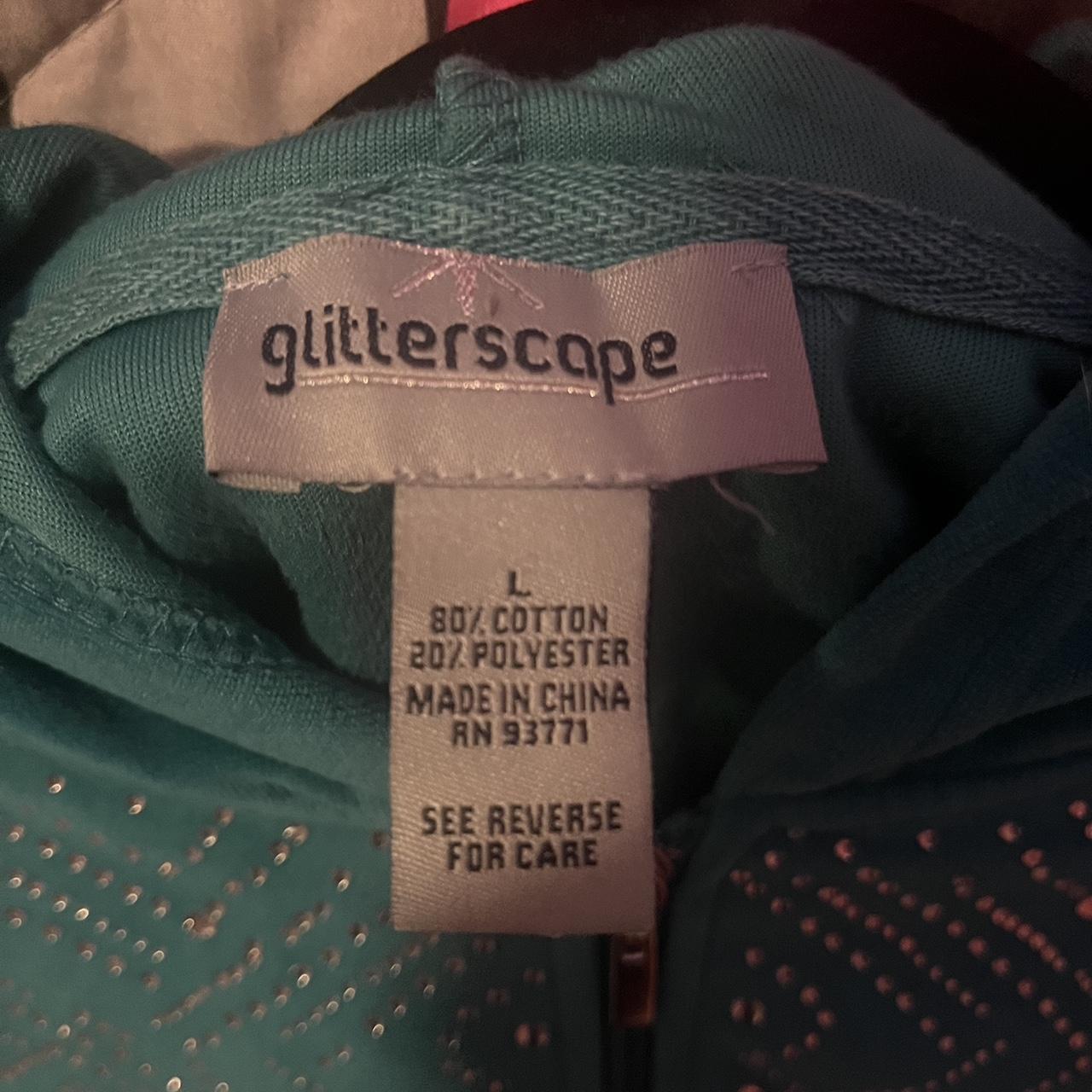 Teal Glitterscape blinged zip-up hoodie size-... | Depop