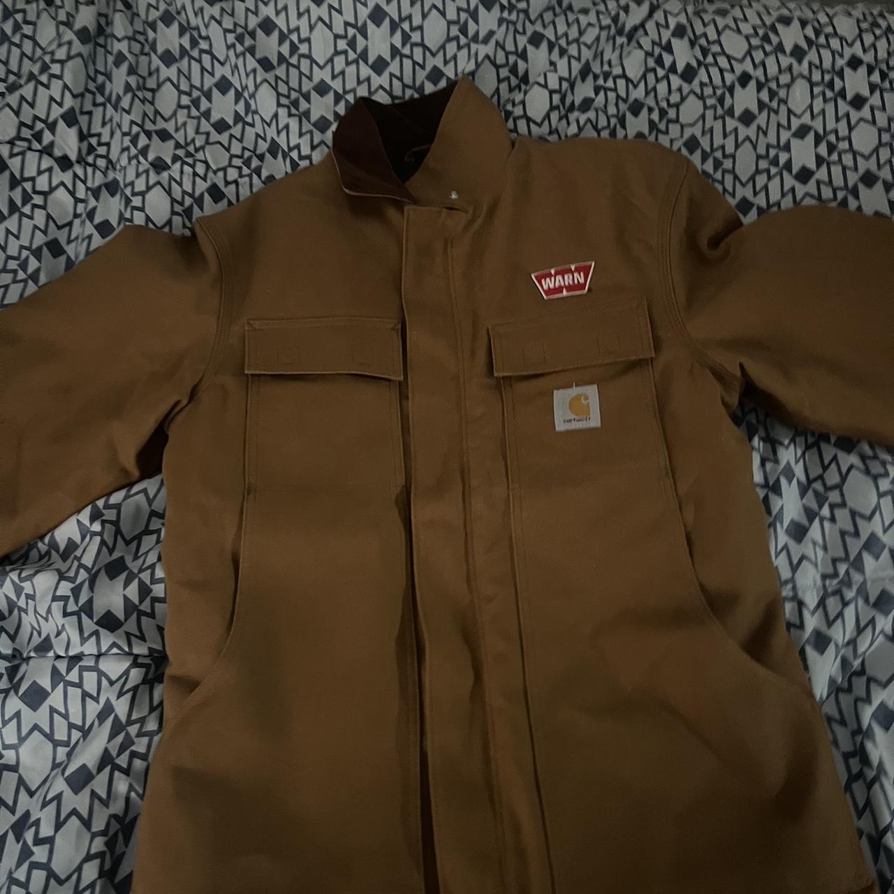Brown Carhartt WARN jacket Size S Brand New - Depop