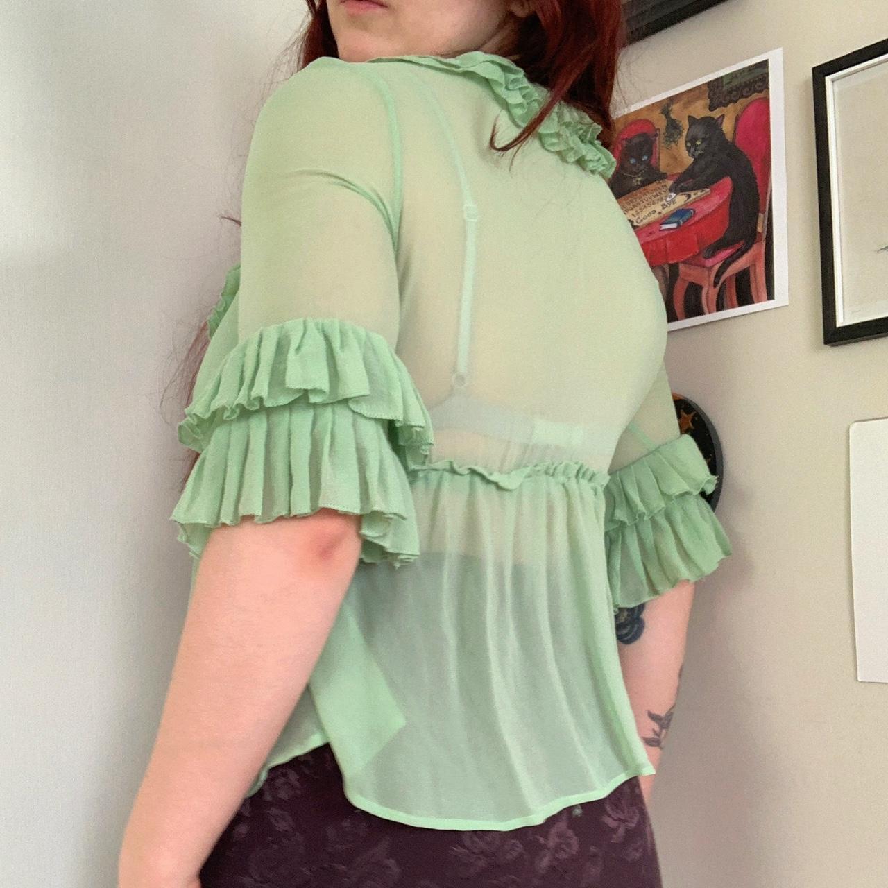 Amazing 90s mint green mesh top! Super flattering... - Depop