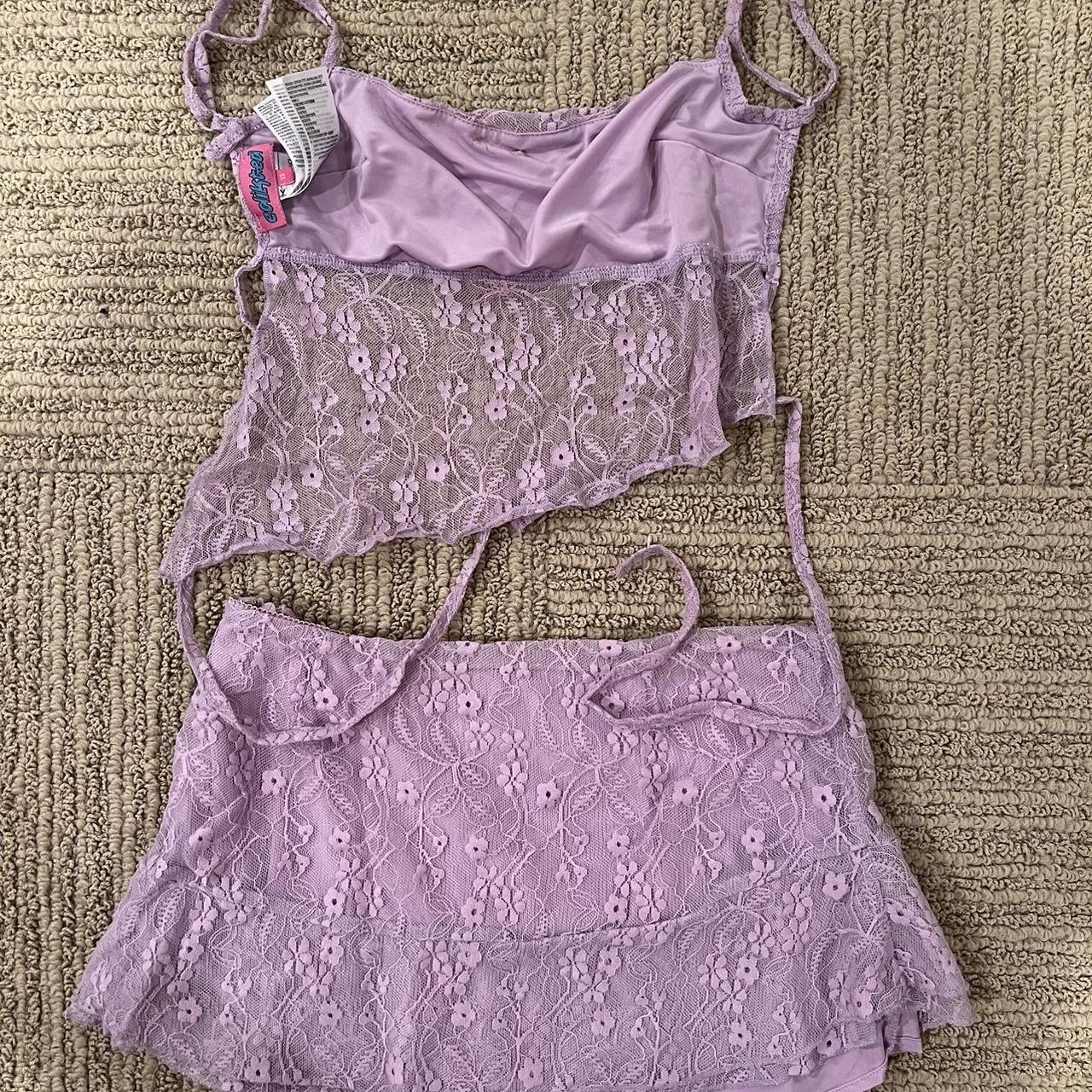 EDIKTED purple floral lace set - Depop