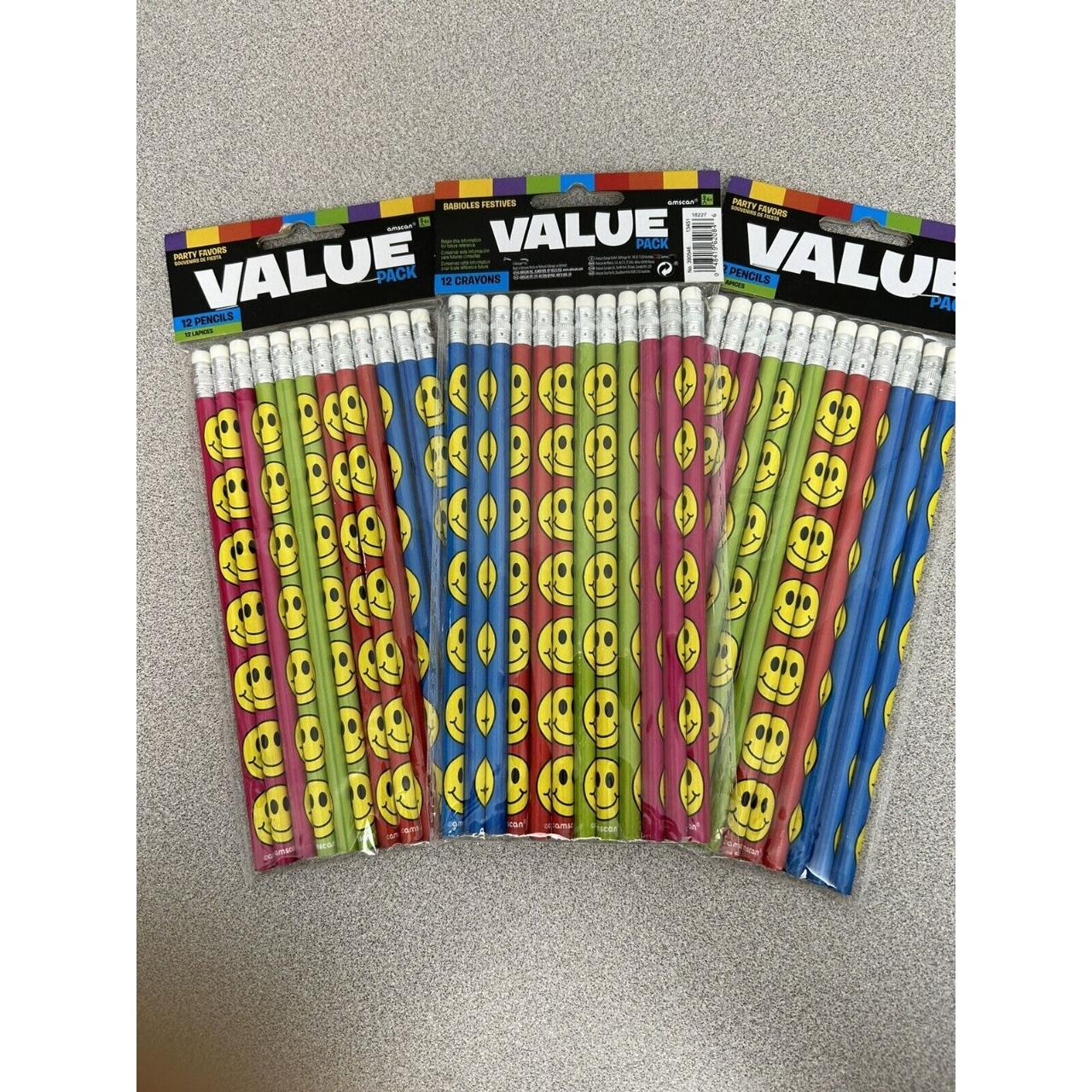 3 packs of emoji smily face lol pencils, each pack... - Depop