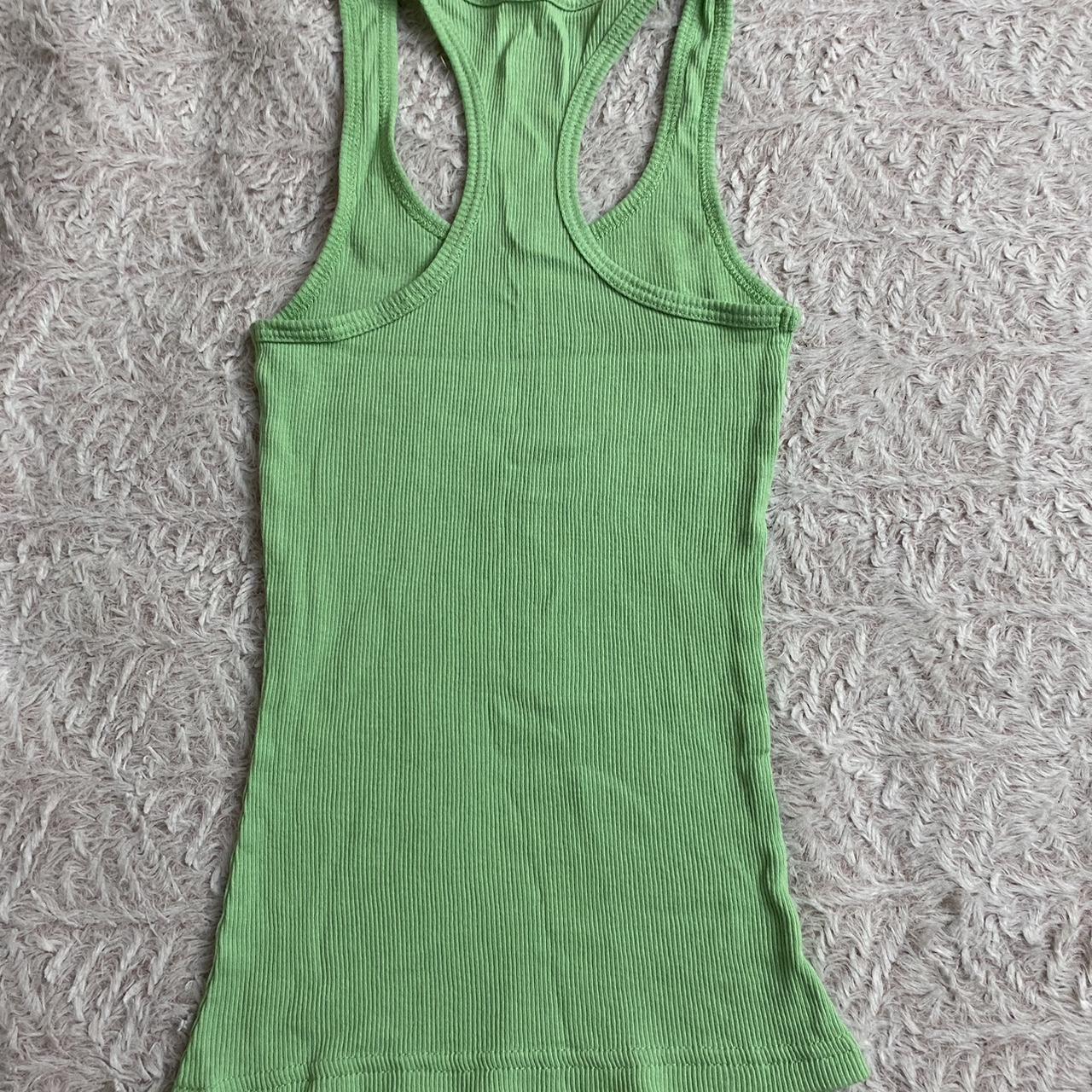 Green ribbed tank top express size extra small... - Depop