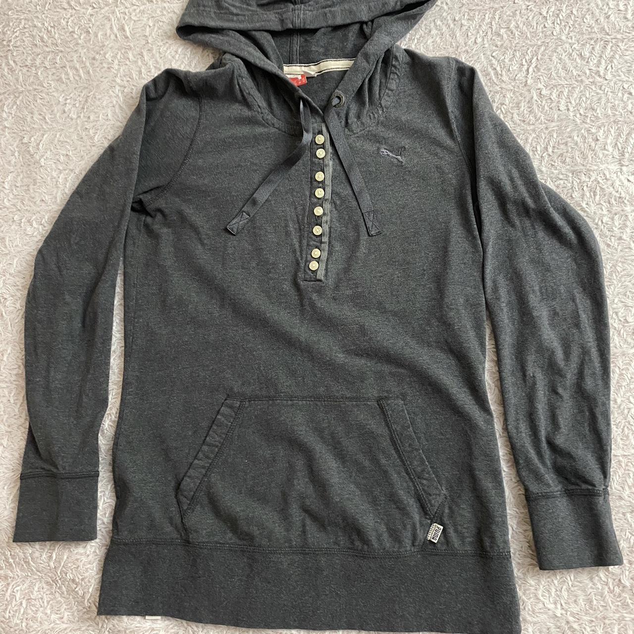 long puma sweater dark grey size small but stretchy... - Depop