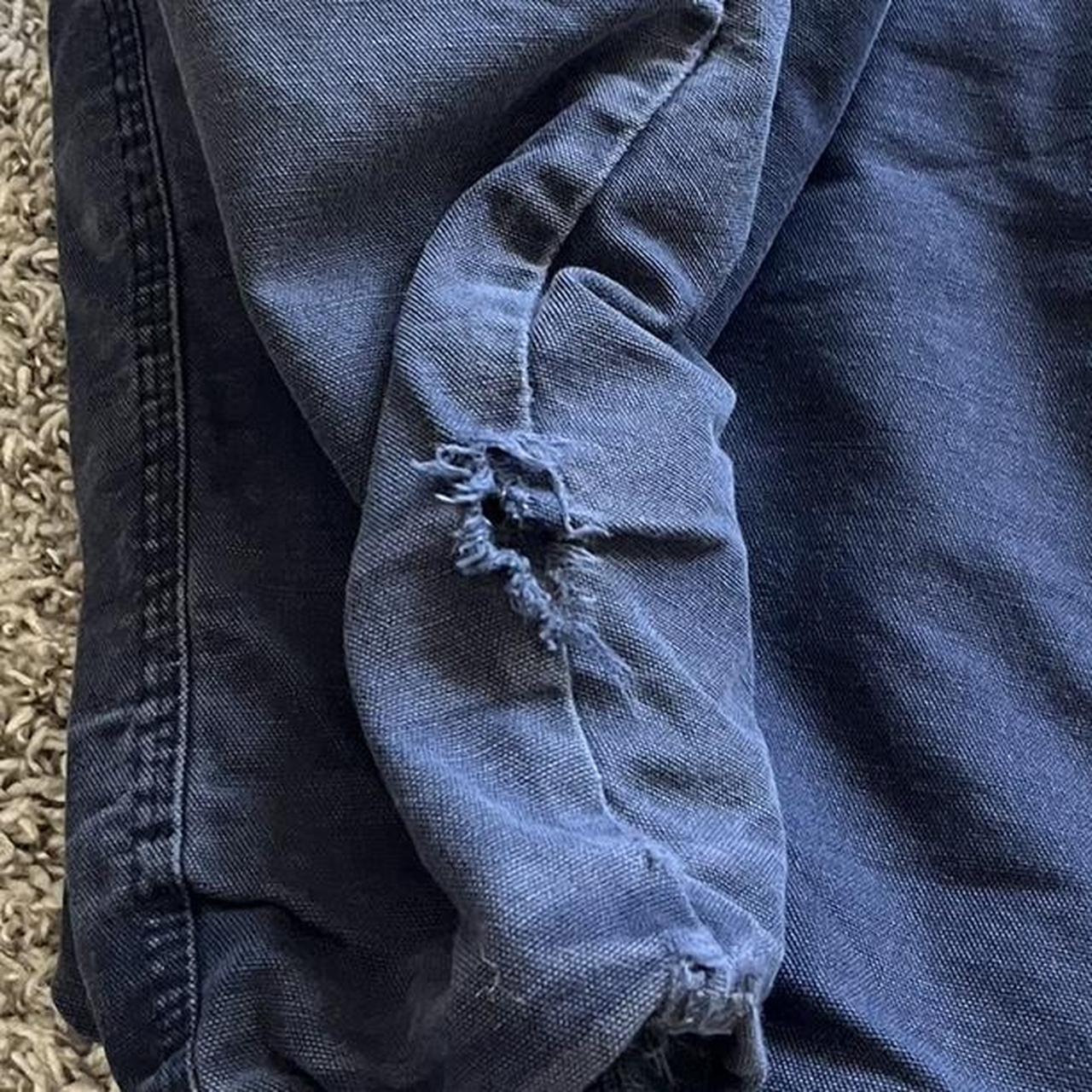 Carhartt look-alike navy blue hooded workwear jacket... - Depop