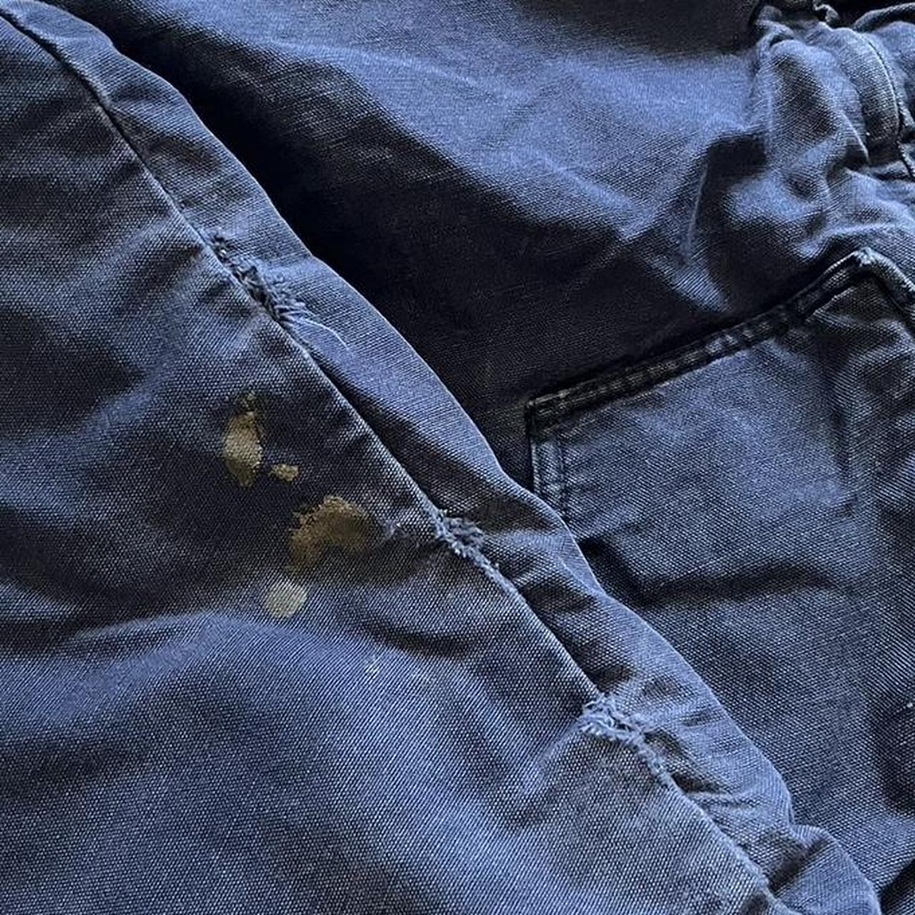 Carhartt look-alike navy blue hooded workwear jacket... - Depop