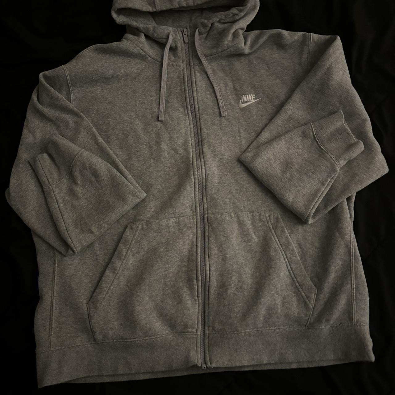 Grey Nike zip up hoodie MEN-XXL no stains - Depop