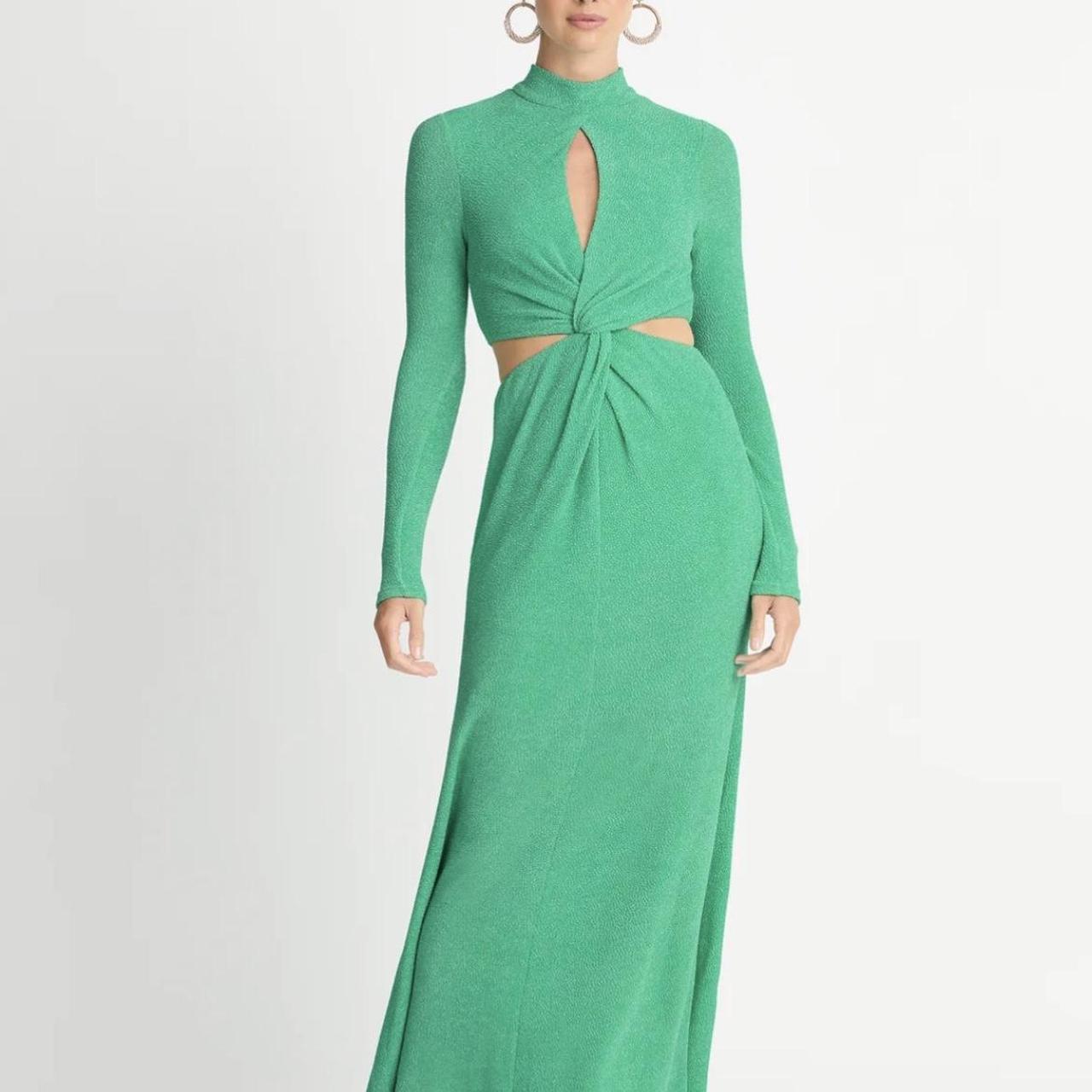 Green cut out full length dress - Depop
