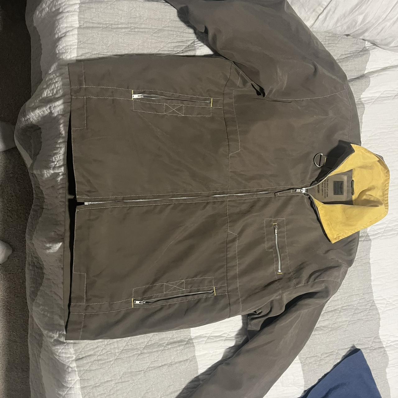 Khaki and yellow jacket with a relaxed fit #jacket | Depop