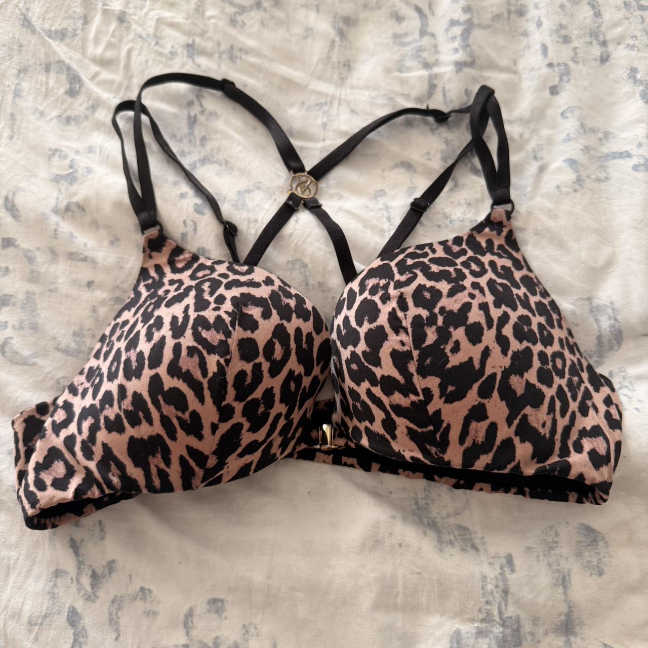victoria’s secret leopard print bra size 34 b... | Depop