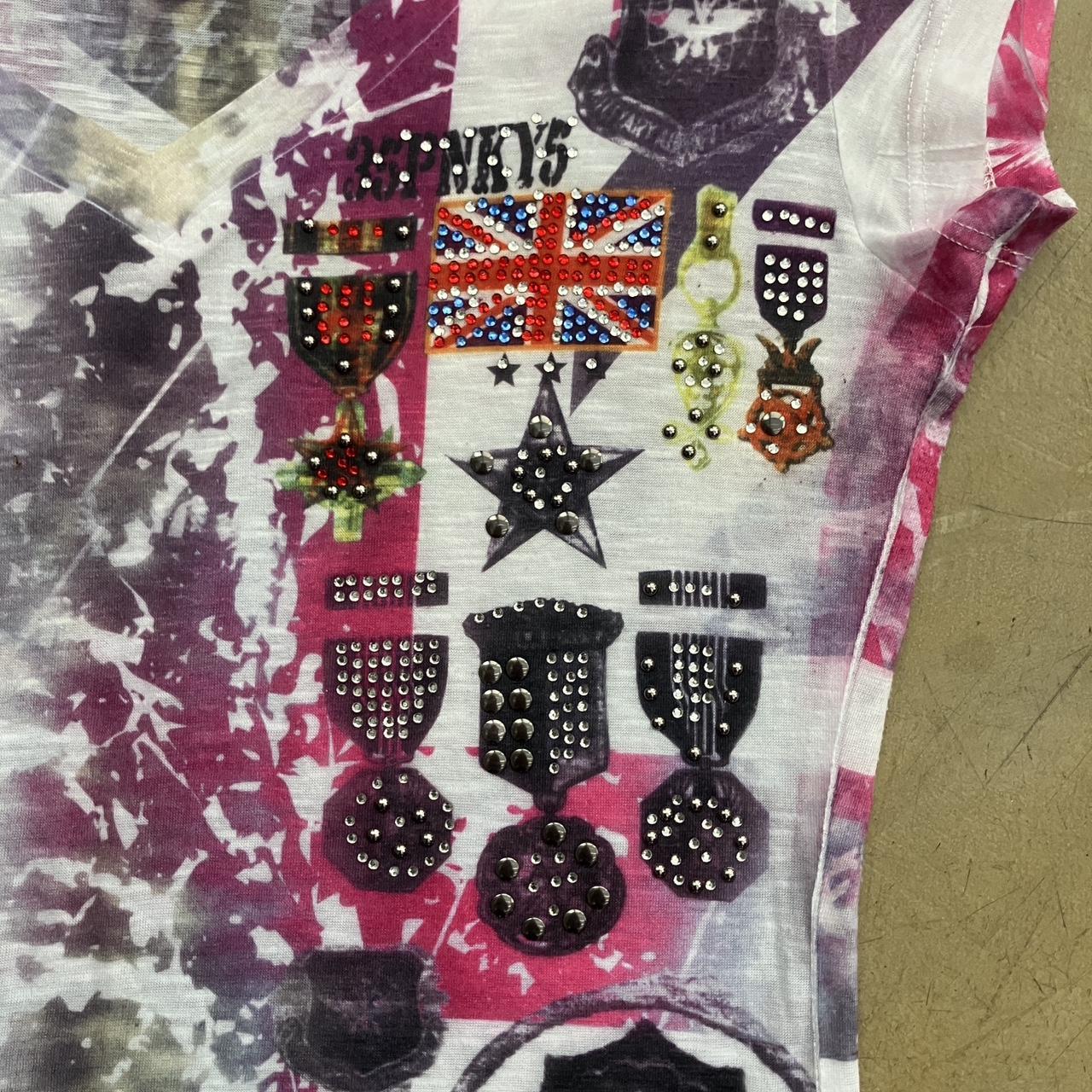 Punkyfish UK flag archive printed top v neck... - Depop