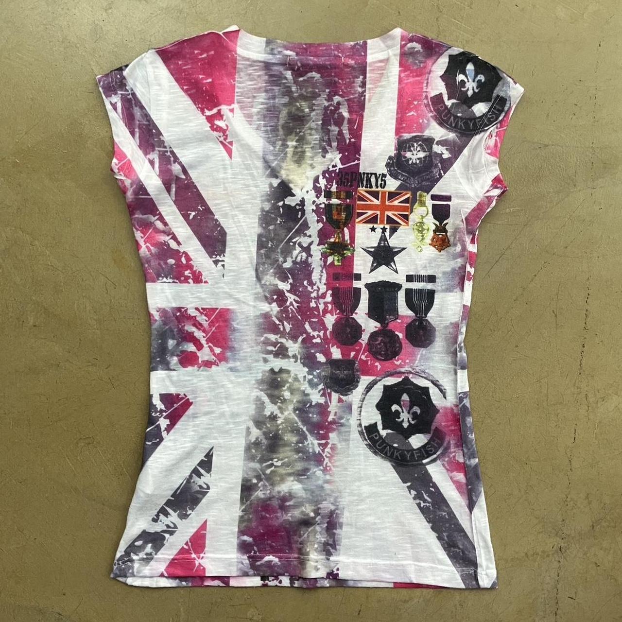 Punkyfish UK flag archive printed top v neck... - Depop