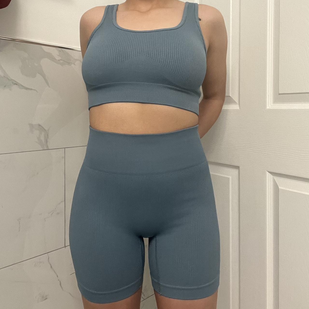 Women’s Size Medium Dusty Blue Workout Set Very... - Depop