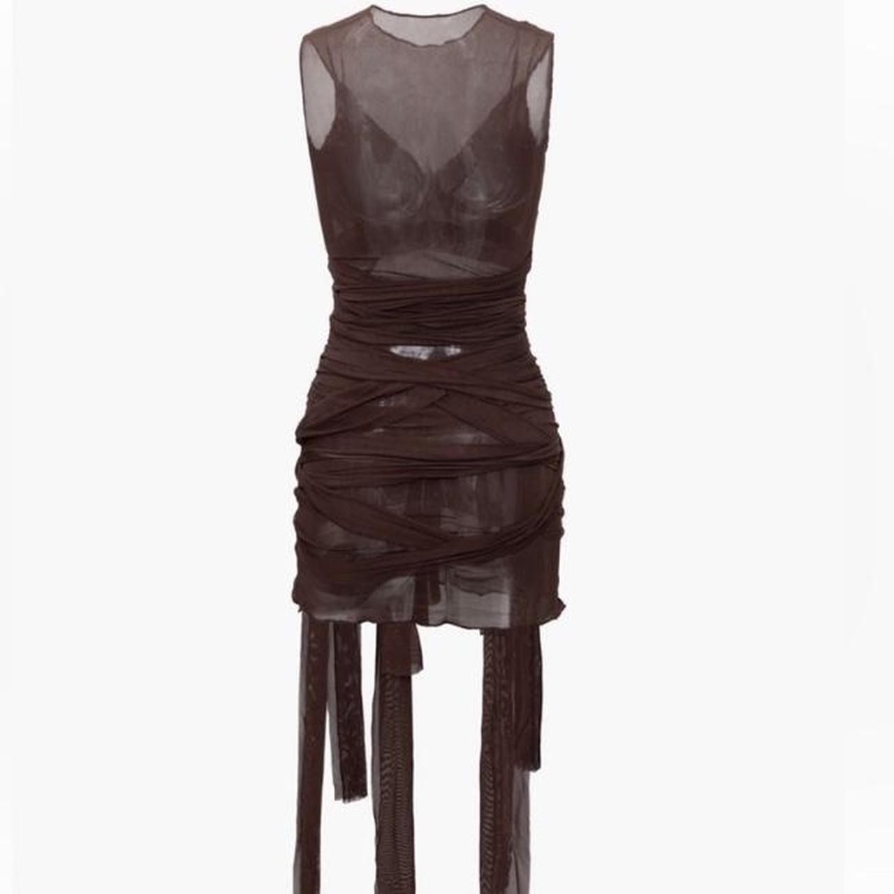 Sheer Mesh Wrap Tie Ribbon Mini Dress Perfect for... - Depop