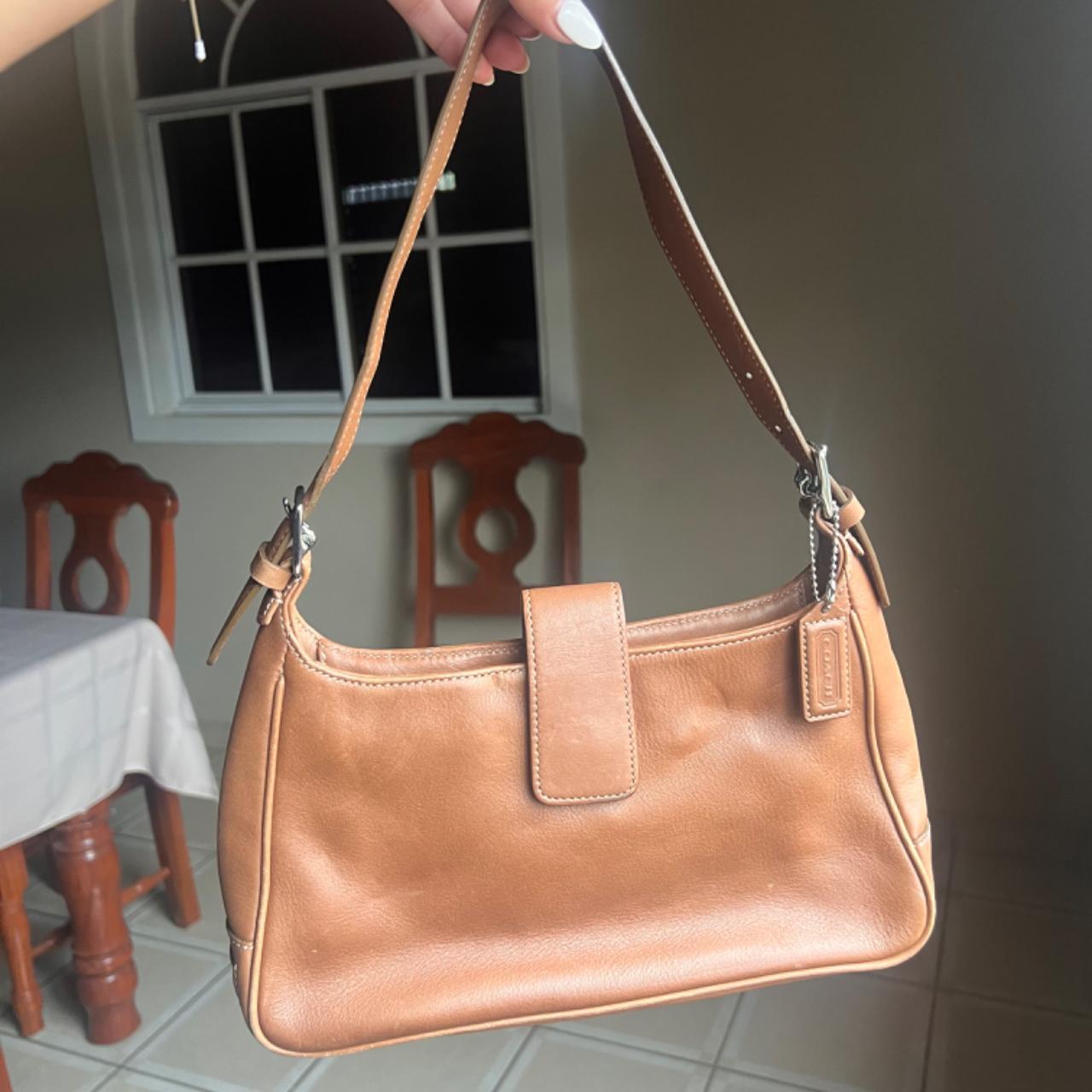 Coach tan brown leather shoulder bag - Depop