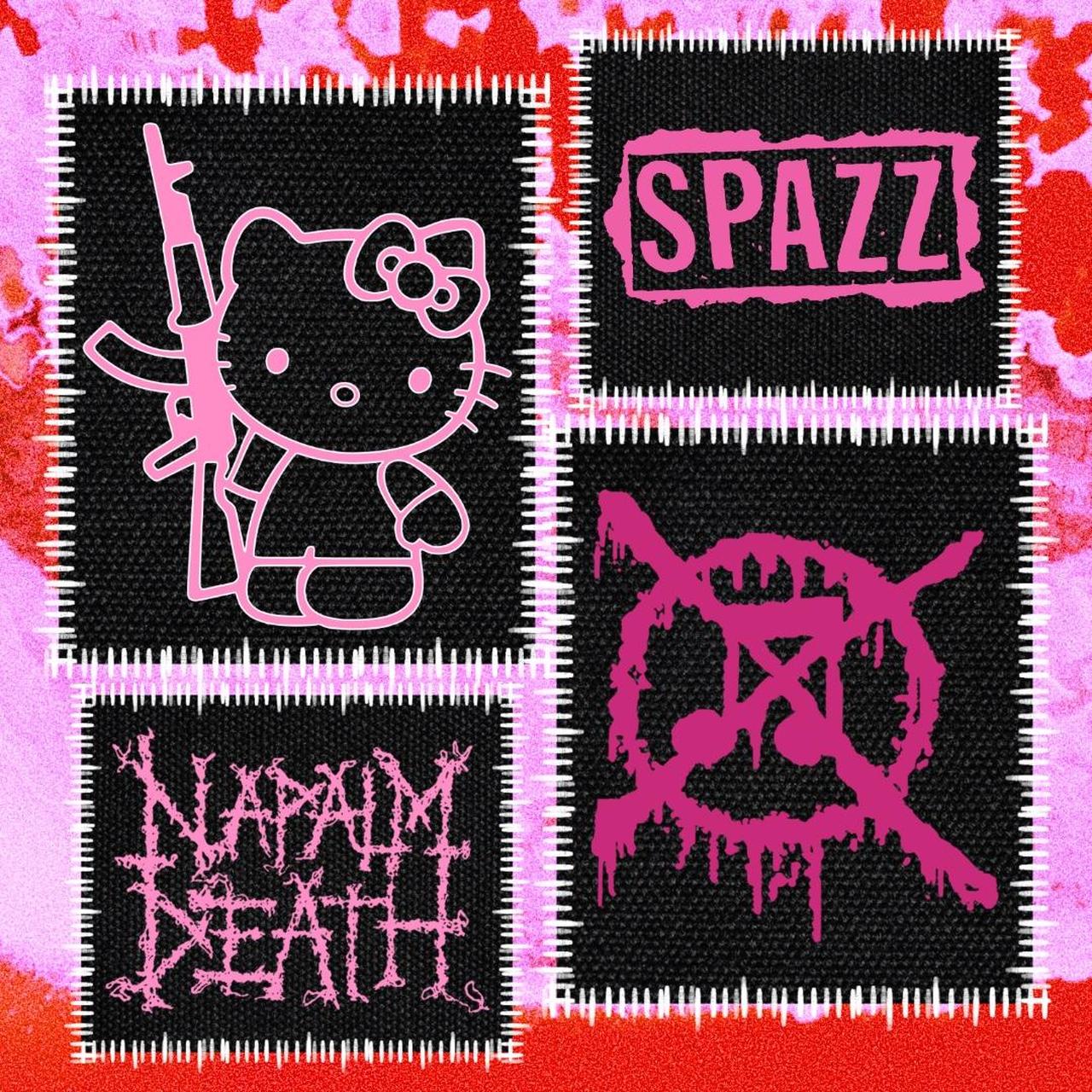 four patch bundle!! includes: gun kitty, spazz,... - Depop
