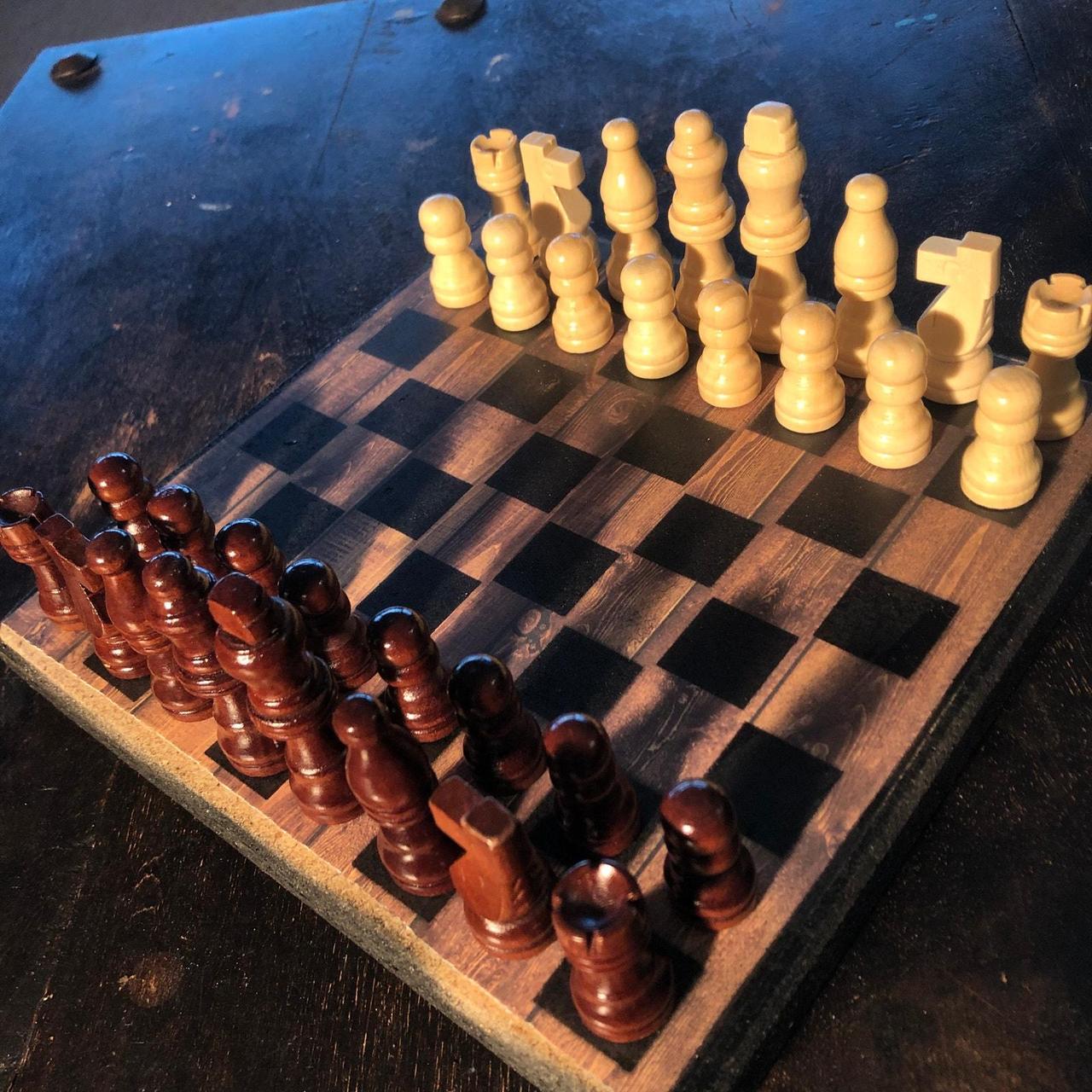 Scrapbook Chess Set - Brown Wood Introducing our... | Depop
