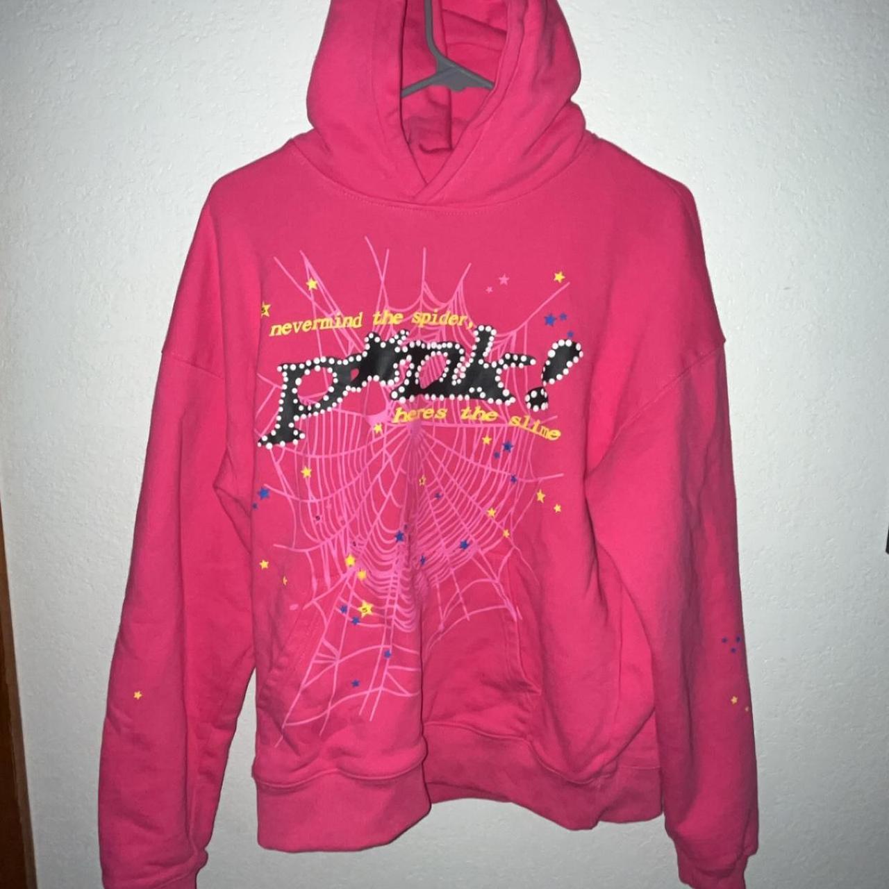 Pink spider hoodie 🕸️🕷️💗 size adult medium worn once - Depop