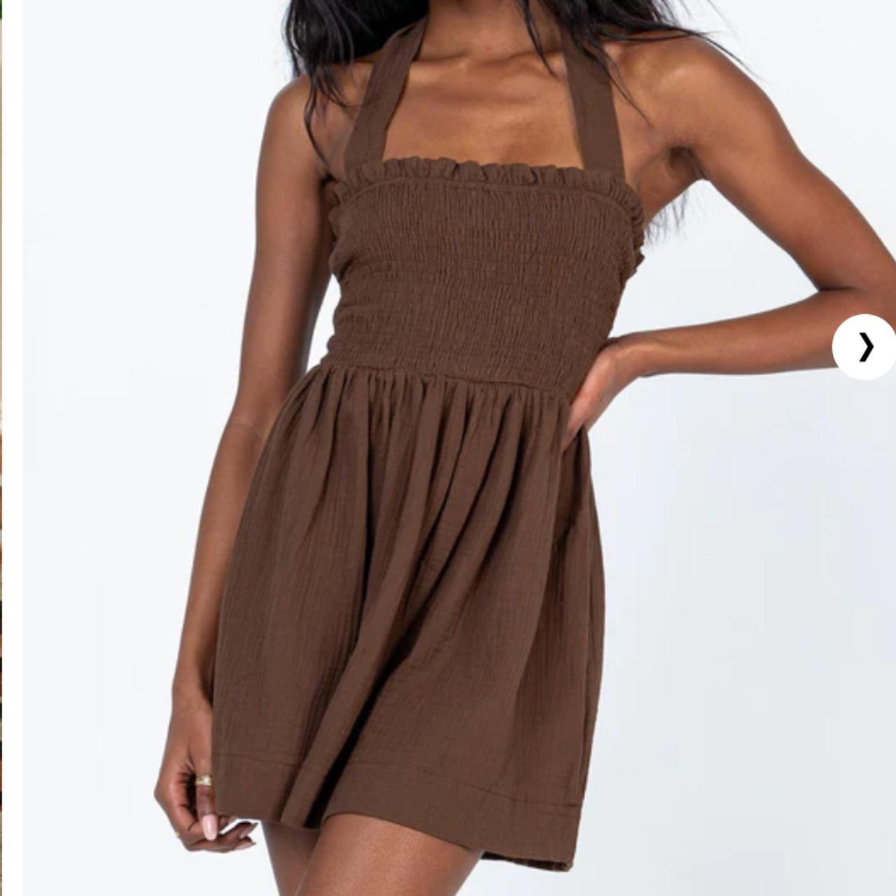 PRINCESS POLLY RHEA MINI DRESS BROWN - size... - Depop