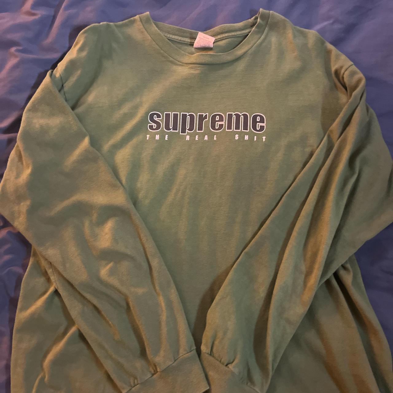 Green supreme “the real shit” tee like new - Depop