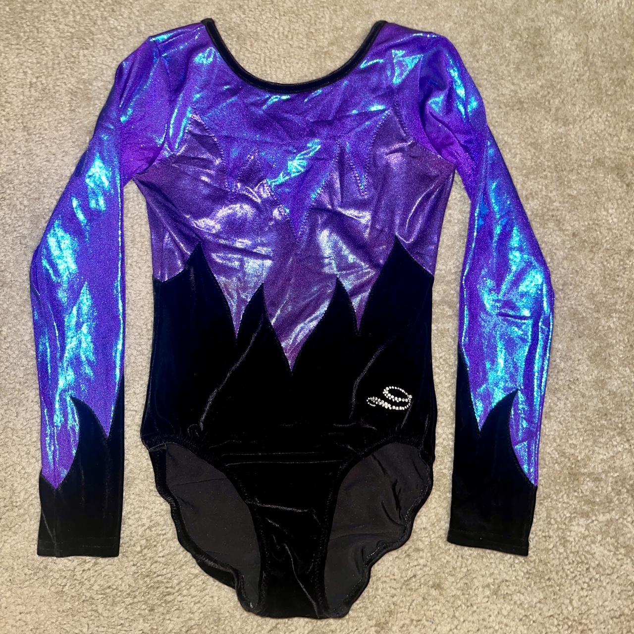 Blue, Purple and black leotard #gymnastics #leotard... - Depop
