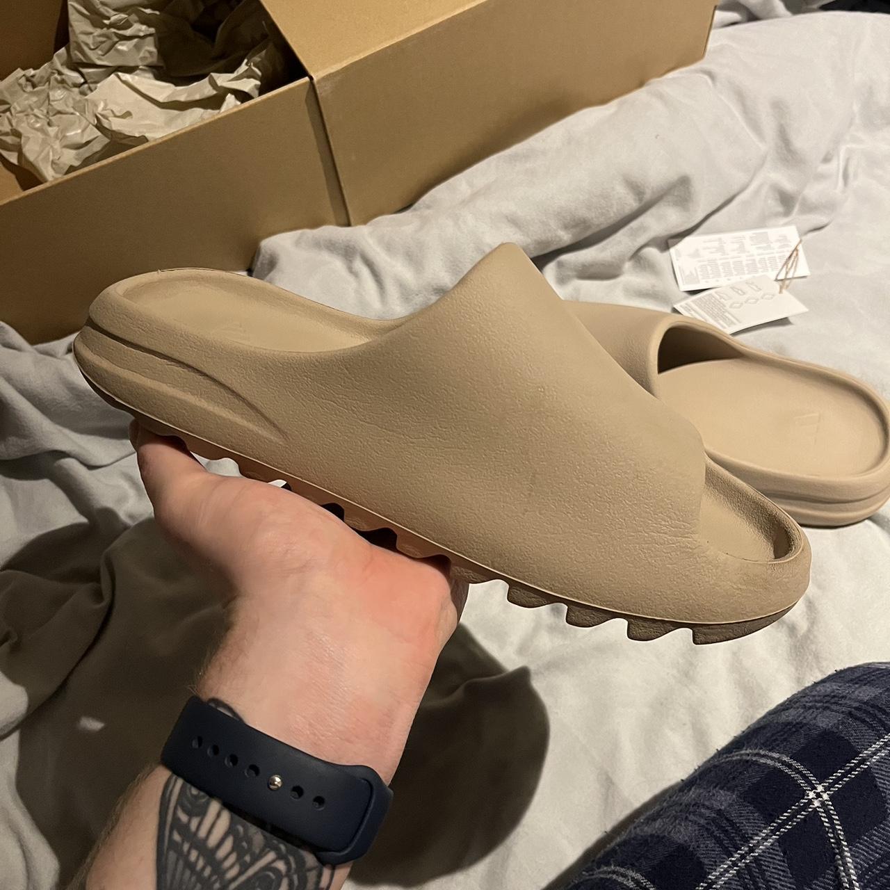 Yeezy slide pure in uk10 in really good condition... - Depop
