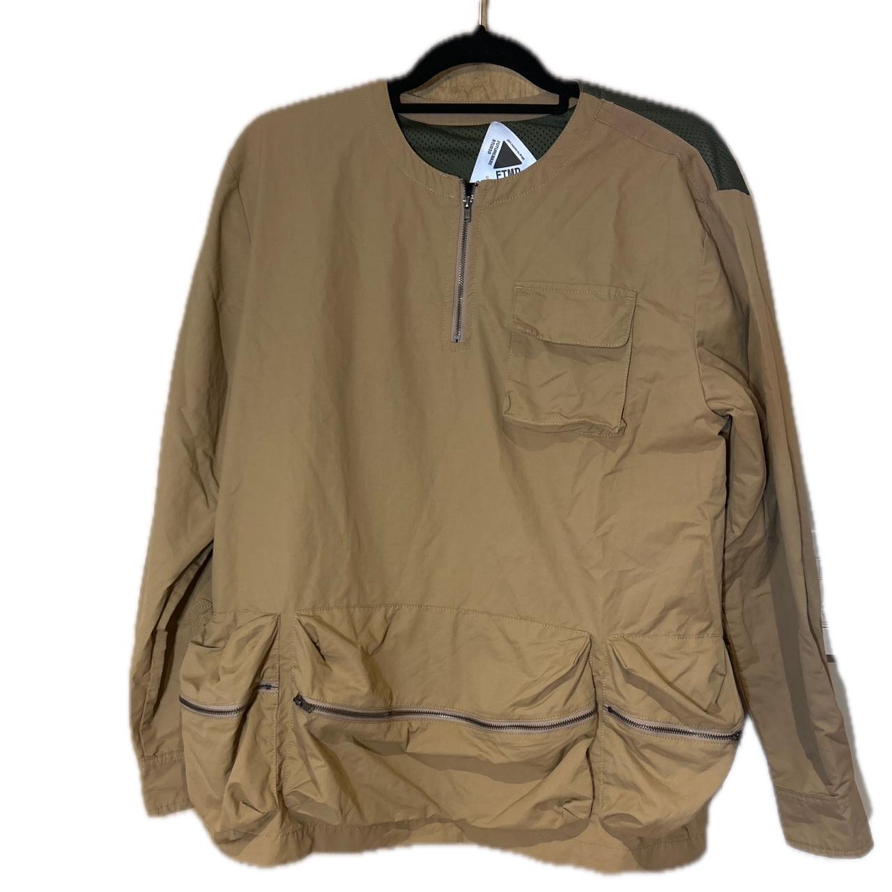 Zip up pullover shirt/light cargo jacket. Taiwanese... - Depop