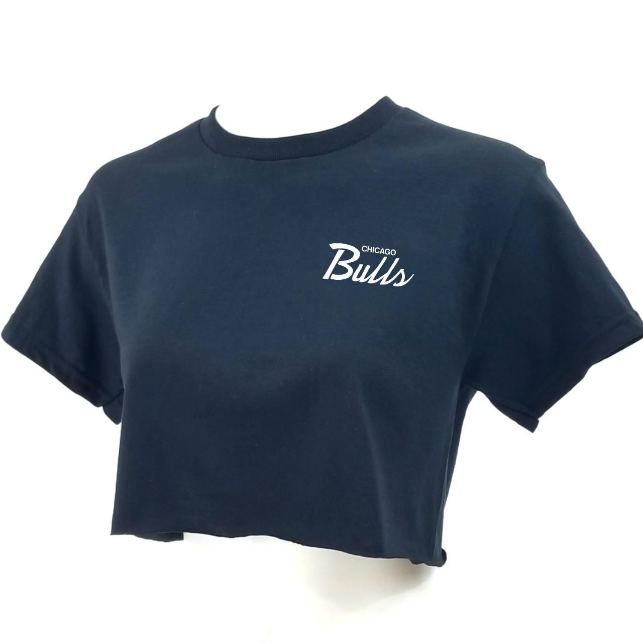 Chicago Bulls Double Script Retro Logo NBA "Cropped"... - Depop
