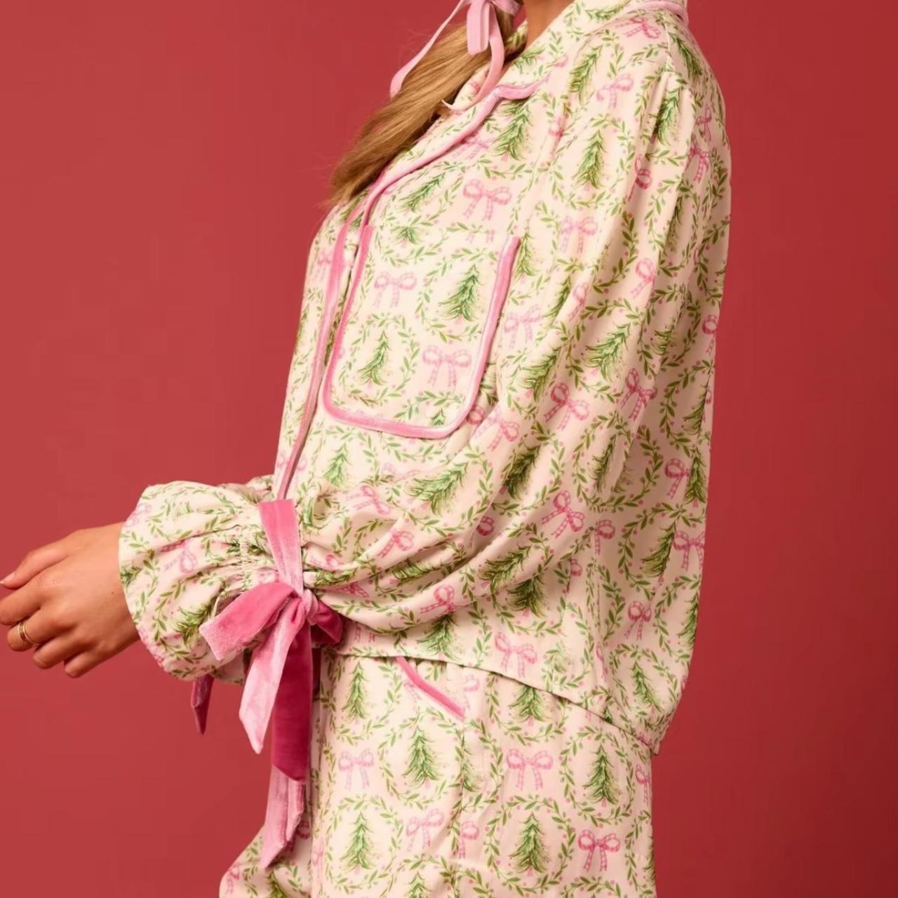 Two Piece Christmas Pajamas Set Bow Tie Long Sleeve... - Depop