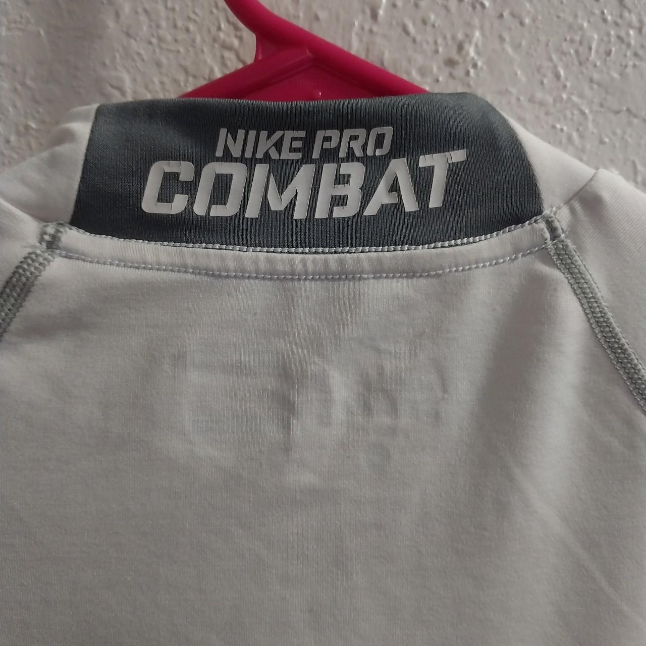 Men's nike pro combat compression shirt white size... - Depop