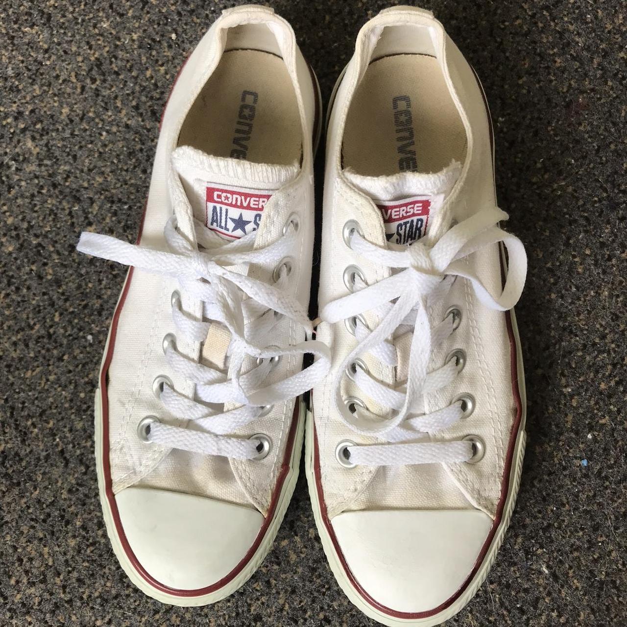 White Converse all star low tops Have some... | Depop