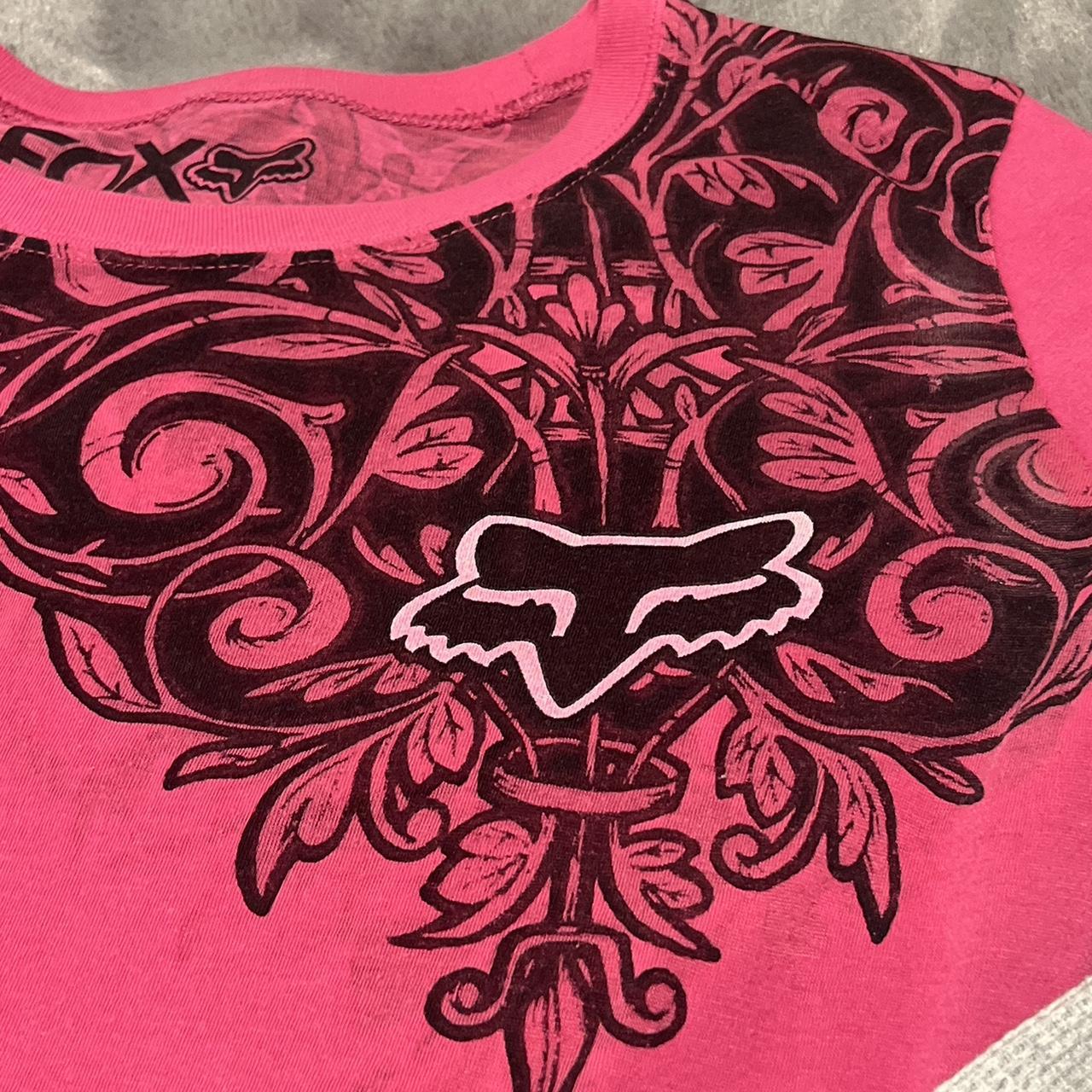Y2K Thrifted Pink Fox Racing Thermal Perfect... - Depop
