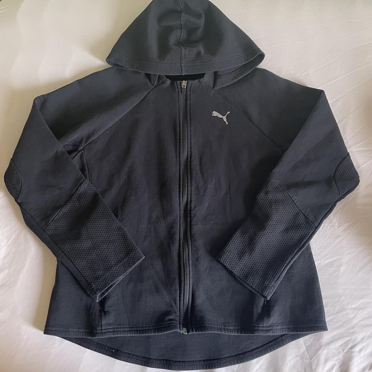 Puma zip up hoodie in black. Size Large. Open to... - Depop