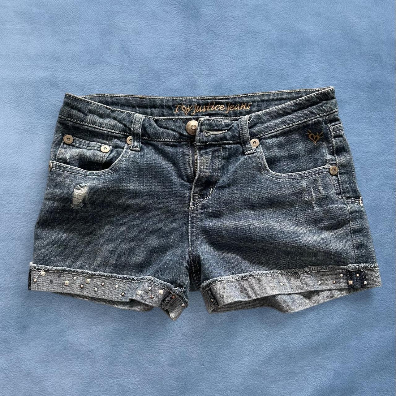Justice rhinestone denim shorts size 14R (Justice... | Depop