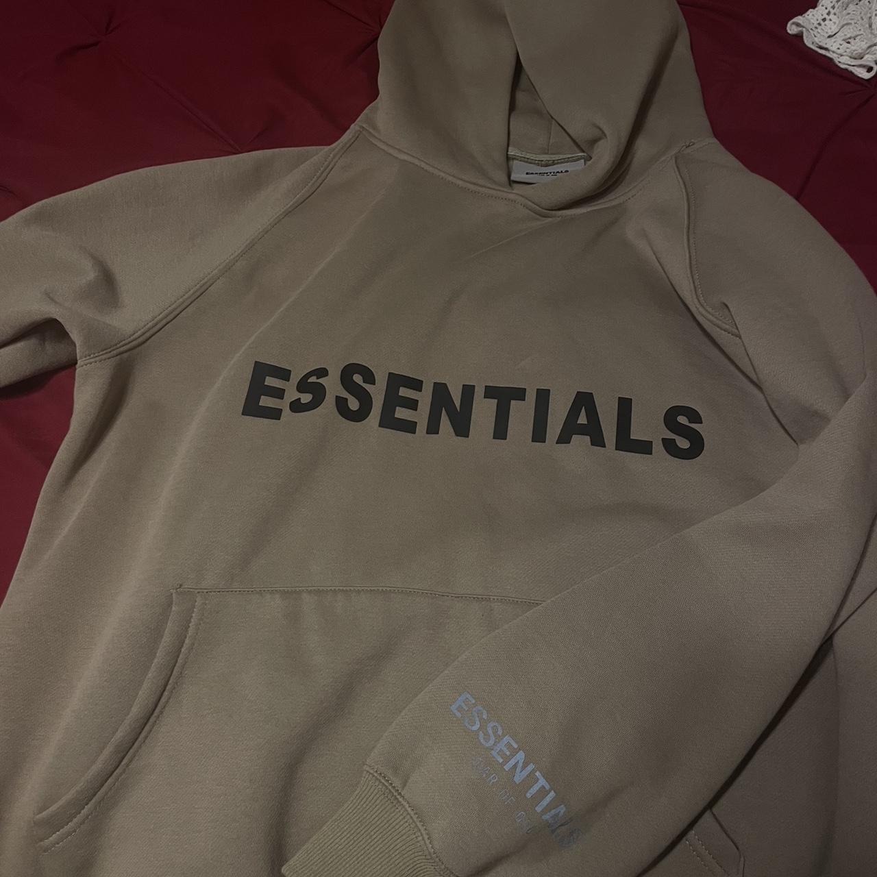 essentials light brown/tan hoodie , says small on... - Depop