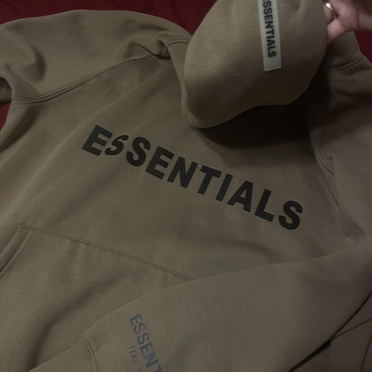 essentials light brown/tan hoodie , says small on... - Depop