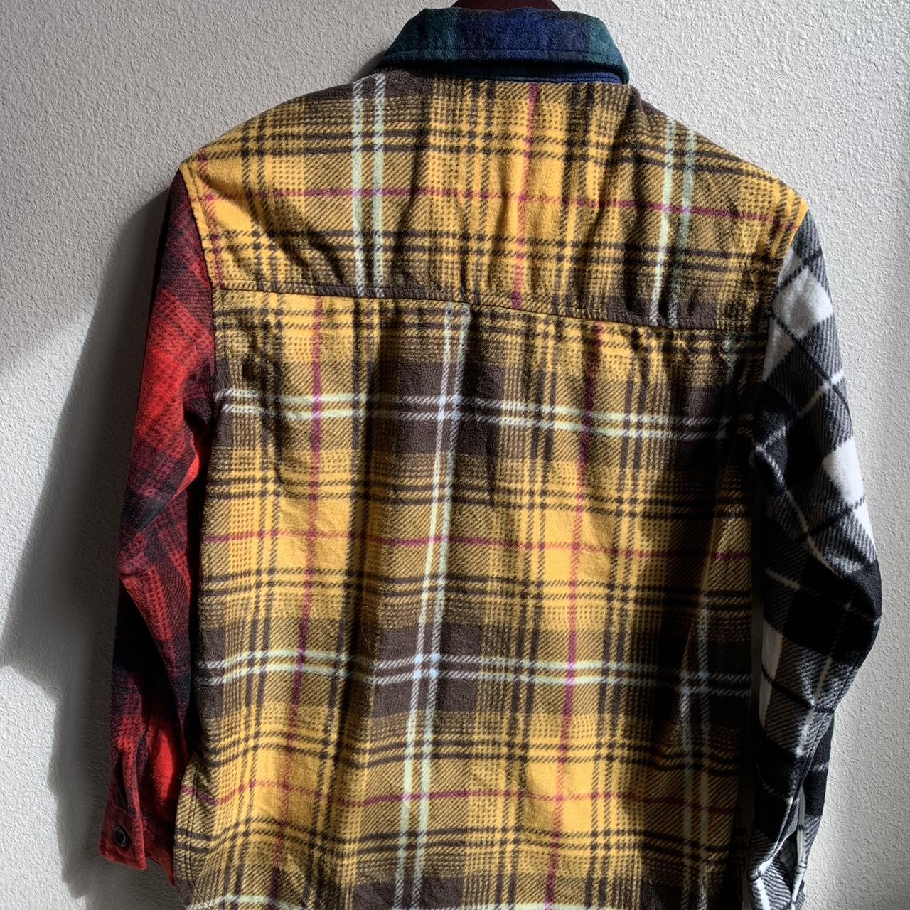 Multi-coloured patchwork flannel shirt #flannel... - Depop