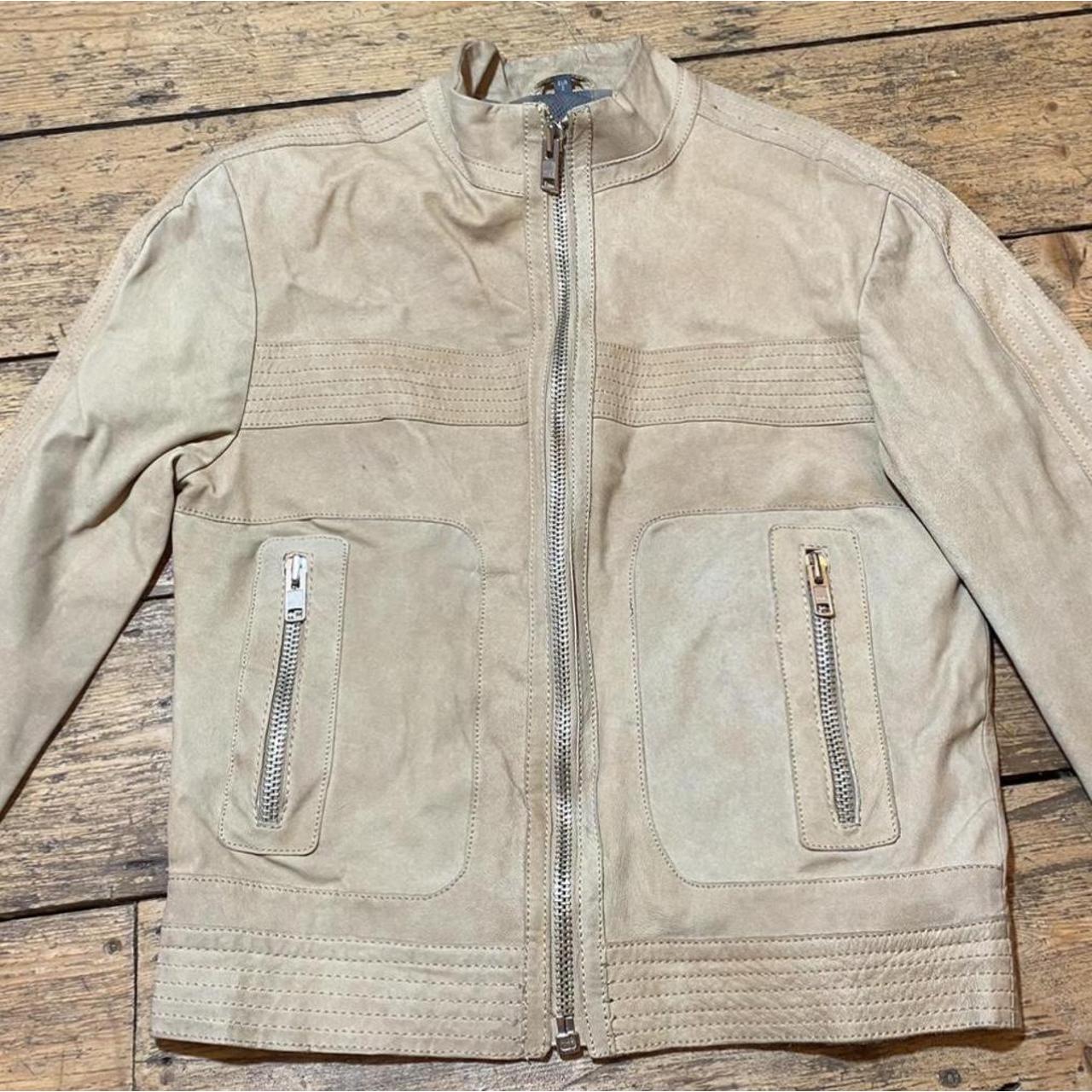 River Island Men's Tan and Cream Jacket | Depop