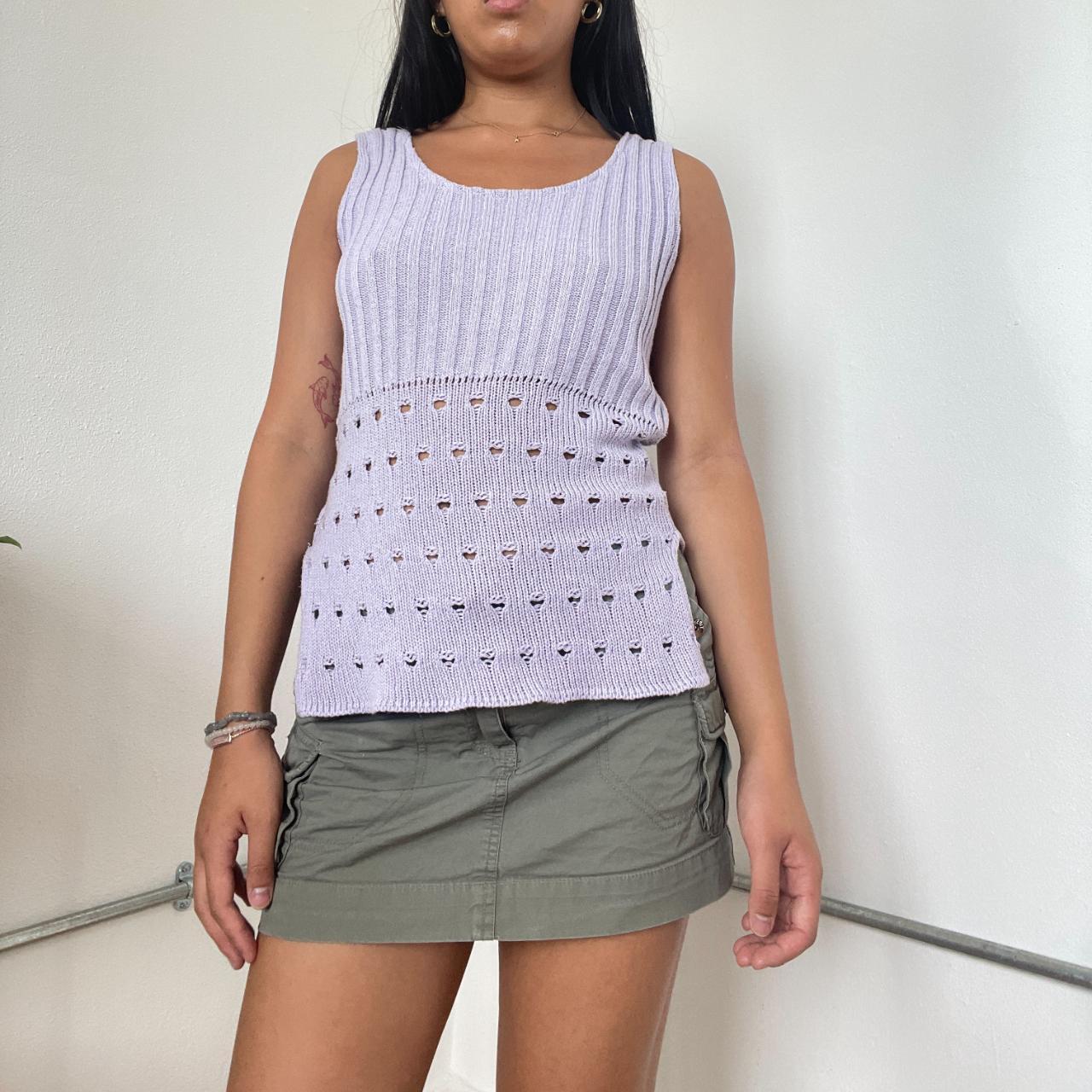 vintage lilac knit top , worn on size 6-8 on w26-27... - Depop