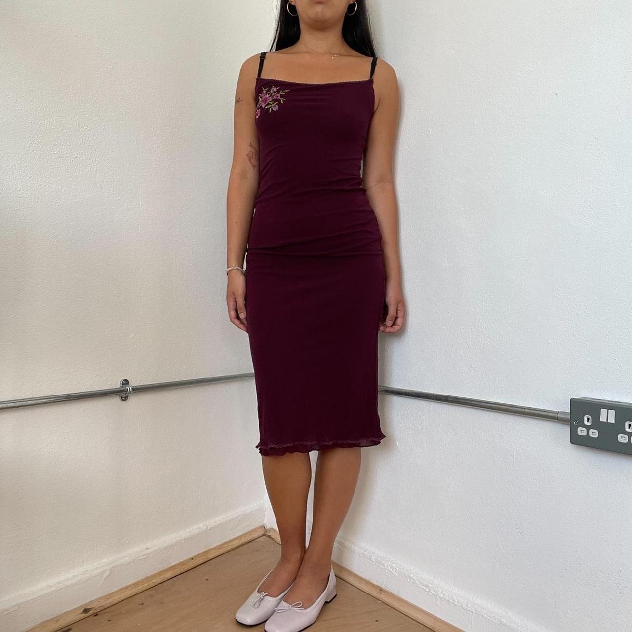 Vintage multi sheer purple floral embroidered midi... - Depop