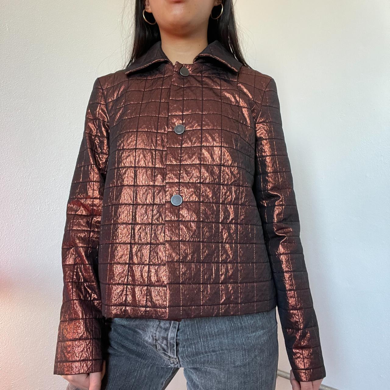 Vintage metalic bronze cop copine jacket... - Depop